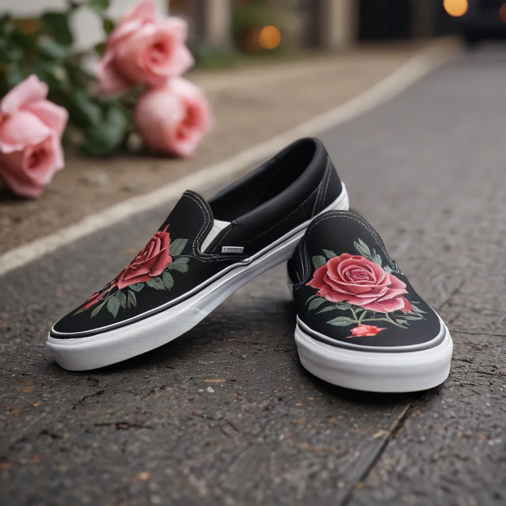 The Merging of Style and Performance: Black Slip-On Vans with Rose ...